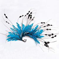 China 15*30 cm Millinery Supplies Goose Feather Flower Mount with Wire Accessory Dyed Pattern for sale