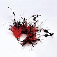China 15*30 cm Dyed Pattern Millinery Supplies Hackle Feather Flower Mount with Wire Accessory for sale