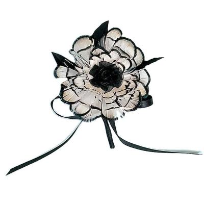 China Dyed 10*20 cm Pheasant Feather Flower Mount with Wire Accessory Pattern Dyed for sale