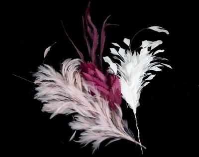 China Unique Pattern Dyed Hackle Feather Flower Mount with Wire Accessory for sale