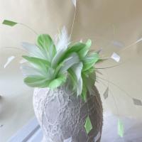 China Millinery Supplies Goose Feather Flower Mount with Wire Accessory in 15*15 cm Size for sale