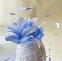 China Millinery Supplies Goose Feather Flower Mount with Wire Accessory in 15*15 cm Size for sale