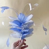 China Millinery Supplies Goose Feather Flower Mount with Wire Accessory in 15*15 cm Size for sale