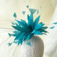 China 15*15 cm Dyed Stripped Goose Feather Flower Mount with Wire Accessory Pattern Dyed for sale