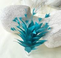 China 15*15 cm Dyed Stripped Goose Feather Flower Mount with Wire Accessory Pattern Dyed for sale