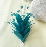 China 15*15 cm Dyed Stripped Goose Feather Flower Mount with Wire Accessory Pattern Dyed for sale