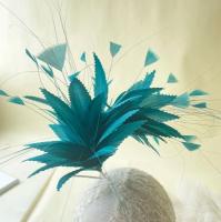China 15*15 cm Dyed Stripped Goose Feather Flower Mount with Wire Accessory Pattern Dyed for sale