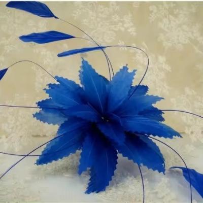China 15x15 Cm Flower Feather Mounts Stripped Goose Feather With Wire Accessory for sale
