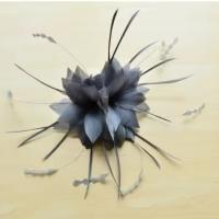 China Dyed Stripped Goose Feather Flower Mount with Wire Accessory Shipping DHL UPS FEDEX EMS TNT for sale
