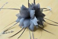 China Dyed Stripped Goose Feather Flower Mount with Wire Accessory Shipping DHL UPS FEDEX EMS TNT for sale