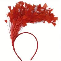 China Millinery Supplies Fascinator Hat Decoration Triangle Feather Flower With Headband for sale