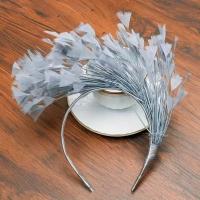China Millinery Supplies Fascinator Hat Decoration Triangle Feather Flower With Headband for sale