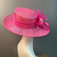China Millinery Supplies Party Decoration Sinamay Base Hat With Feather for sale