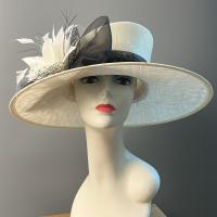 China Millinery Supplies Party Decoration Sinamay Base Hat With Feather for sale
