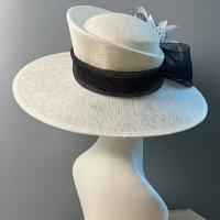 China Millinery Supplies Party Decoration Sinamay Base Hat With Feather for sale