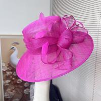 China Millinery Supplies Party Decoration Sinamay Base Hat With Feather for sale