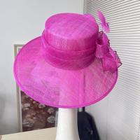 China Millinery Supplies Party Decoration Sinamay Base Hat With Feather for sale