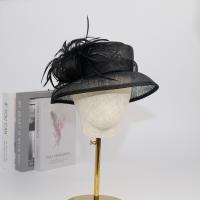 China Millinery Supplies Party Decoration Sinamay Base Hat With Feather for sale