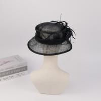 China Millinery Supplies Party Decoration Sinamay Base Hat With Feather for sale