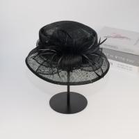 China Millinery Supplies Party Decoration Sinamay Base Hat With Feather for sale