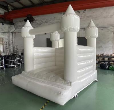 China Pastel White Inflatable Bouncy Castle for Kids Wedding Bouncer PVC 3m x 3m Custom Size for sale