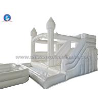 China Inflatable Wedding Bouncer Slide Combo 5x5m White Moon Bounce House with Ball Pit for Kids for sale