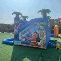 China Custom Inflatable Bounce House Combo with Water Pool Slide 12ft Palm Tree Theme for Commercial Rental for sale