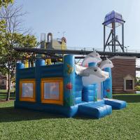 China Custom Ocean Theme Inflatable Bounce House Slide Combo 10ft x 8ft with Dolphin Decorations for Kids Party Rental for sale