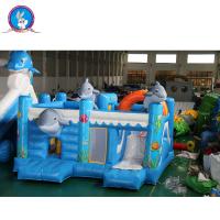 China Custom Ocean Theme Inflatable Bounce House Slide Combo 10ft x 8ft with Dolphin Decorations for Kids Party Rental for sale