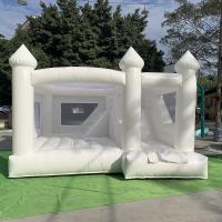 China White Inflatable Bounce House with Slide 0.55mm PVC Bouncy Castle for Kids 2-7 Years for sale