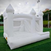 China White Inflatable Bounce House with Slide 0.55mm PVC Bouncy Castle for Kids 2-7 Years for sale