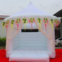 China White Inflatable Bounce House with Slide 0.55mm PVC Bouncy Castle for Kids 2-7 Years for sale