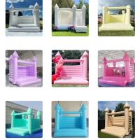 China White Inflatable Bounce House with Slide 0.55mm PVC Bouncy Castle for Kids 2-7 Years for sale