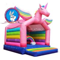 China Colorful Unicorn Inflatable Bouncer Slide Bounce House 0.55mm PVC 5x4m for sale