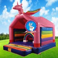 China Colorful Unicorn Inflatable Bouncer Slide Bounce House 0.55mm PVC 5x4m for sale