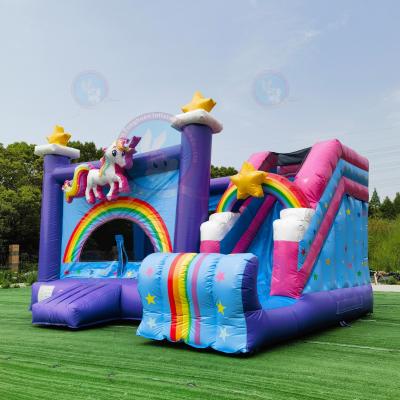 China Custom Inflatable Unicorn Bounce House with Slide 10ft for Kids Party Rental and Outdoor Play for sale