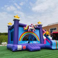 China Custom Inflatable Unicorn Bounce House with Slide 10ft for Kids Party Rental and Outdoor Play for sale