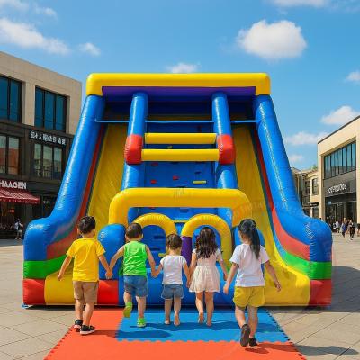 China Inflatable Land Slide Double Combo with Climbing Wall 8x6x6m PVC Playground for Outdoor Fun for sale