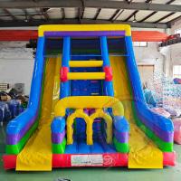 China Inflatable Land Slide Double Slide Combo Durable PVC 8x6x6m with Climbing Zone for Outdoor Fun for sale
