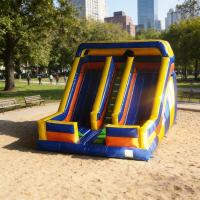 China Commercial PVC Double Lane Inflatable Land Slide Dry Slide 6x5.5x5m for sale