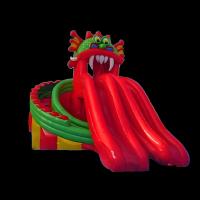 China Commercial Red Dragon Inflatable Water Slide Park 2365 sqm with 0.9mm PVC for 60 People for sale