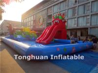 China Commercial Red Dragon Inflatable Water Slide Park 2365 sqm with 0.9mm PVC for 60 People for sale