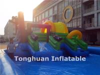 China Commercial Red Dragon Inflatable Water Slide Park 2365 sqm with 0.9mm PVC for 60 People for sale
