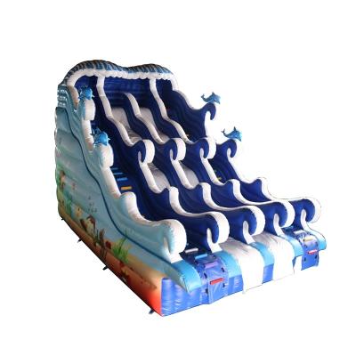 China Large Inflatable Water Slide for Park 0.55mm PVC Tarpaulin Shark Design Custom Size for sale
