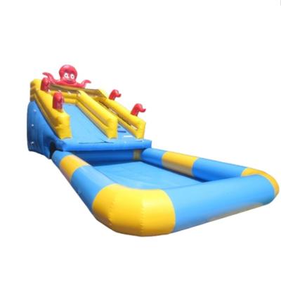 China Red Octopus Inflatable Water Slide with Swimming Pool 5x4x4.6m for Kids Adults Commercial Use for sale