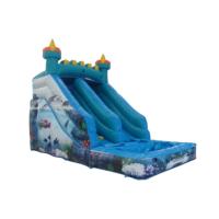 China Commercial Inflatable Water Slide with Pool 0.55mm PVC Tarpaulin Custom Size for Amusement Park for sale