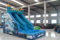 China Commercial Inflatable Water Slide with Pool 0.55mm PVC Tarpaulin Custom Size for Amusement Park for sale