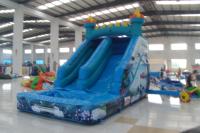 China Commercial Inflatable Water Slide with Pool 0.55mm PVC Tarpaulin Custom Size for Amusement Park for sale