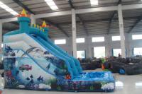 China Commercial Inflatable Water Slide with Pool 0.55mm PVC Tarpaulin Custom Size for Amusement Park for sale
