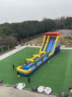 China Inflatable Water Slide PVC Giant Outdoor Land Slide with Pool for Adults Commercial Splash Attraction 0.45mm for sale